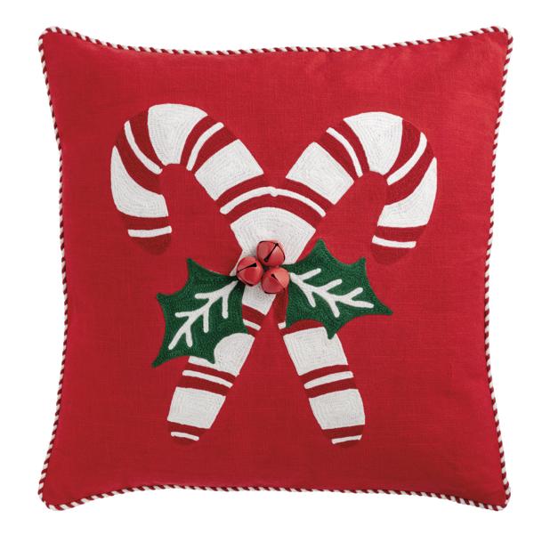 Candy Cane Embroidered Pillow — Trudy's Hallmark