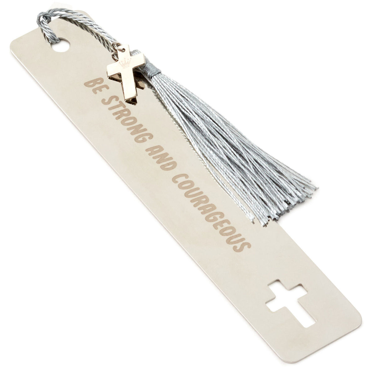 Be Strong and Courageous Metal Bookmark With Cross Charm — Trudy's Hallmark