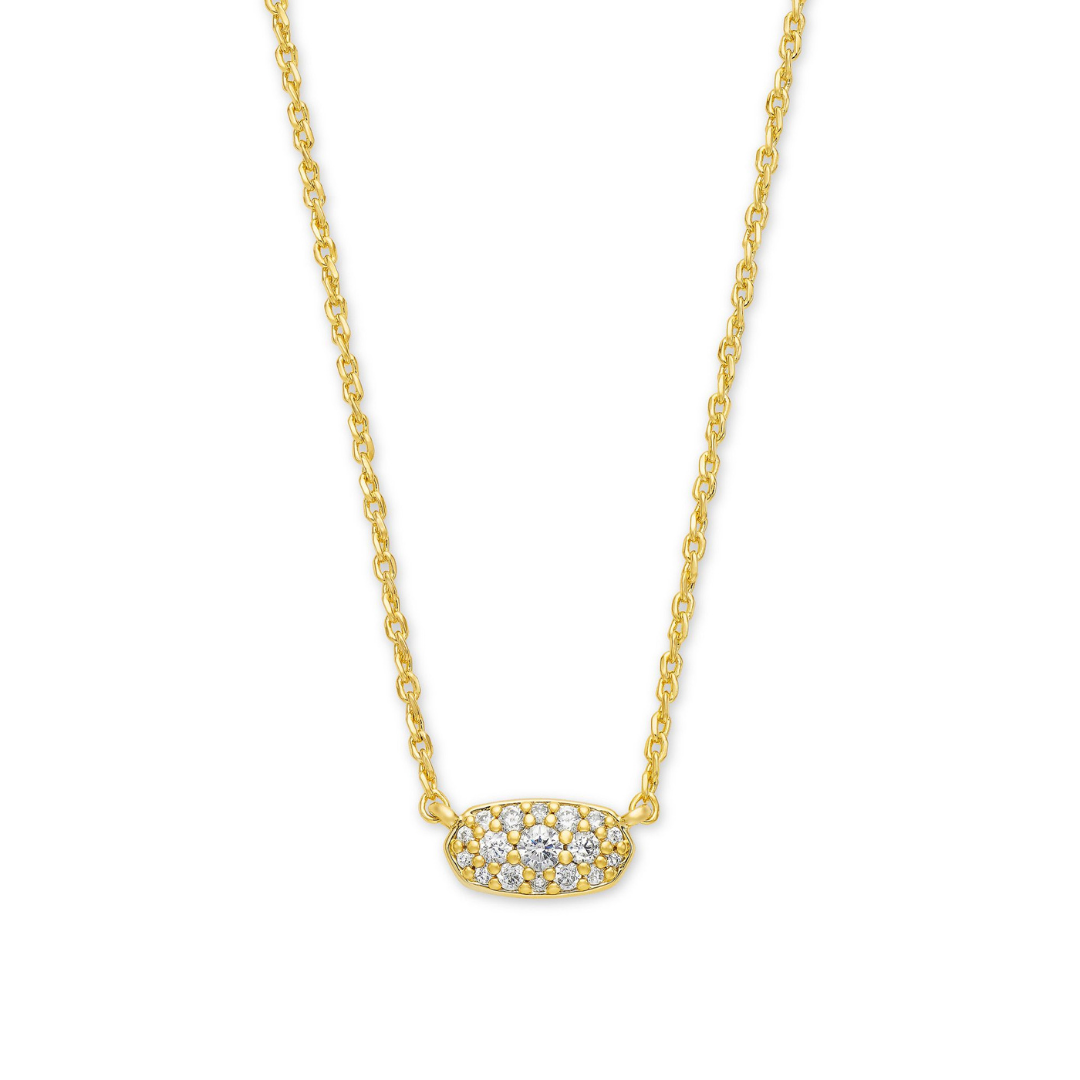 Kendra Scott Grayson Gold Pendant Necklace in White Crystal — Trudy's ...