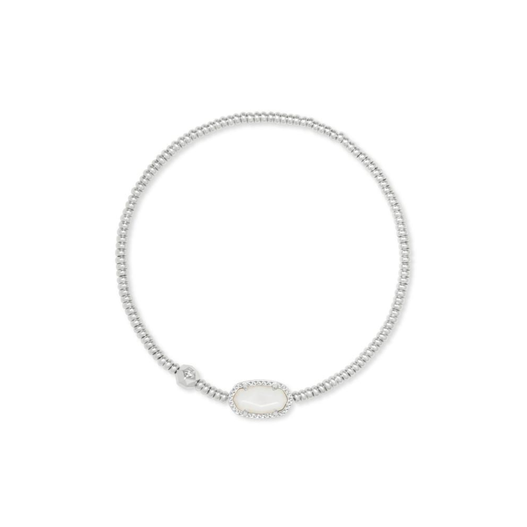 Kendra Scott Grayson Silver Stretch Bracelet in Ivory Mother of Pearl ...