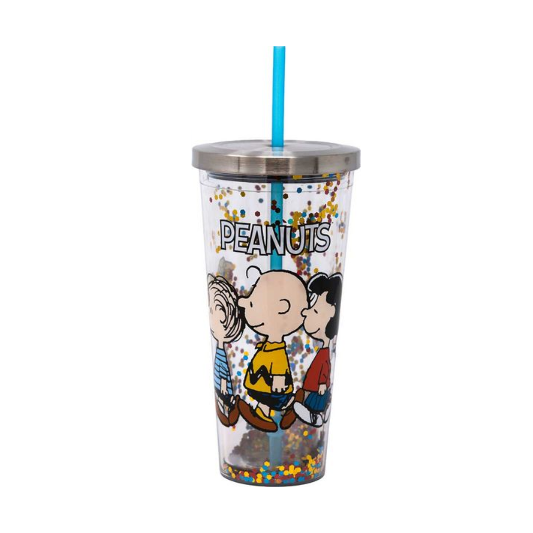 Peanuts Glitter Filled Acrylic Tumbler with Straw — Trudy's Hallmark
