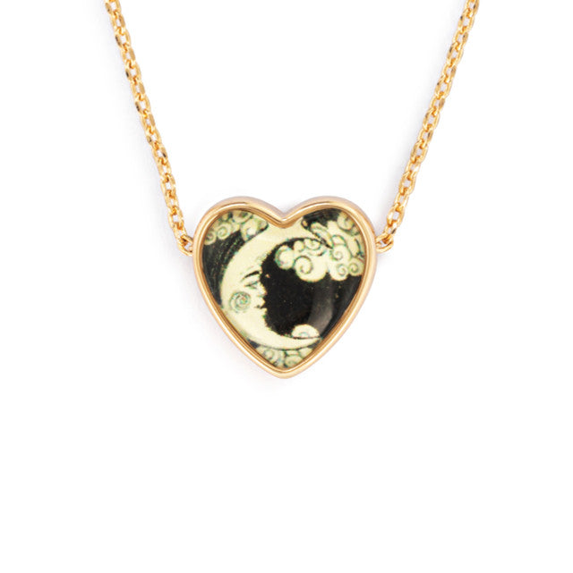 Moon and Back Gold Art Heart Necklace — Trudy's Hallmark